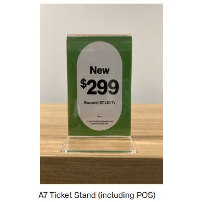 A7 Acrylic Ticket Stand double sided